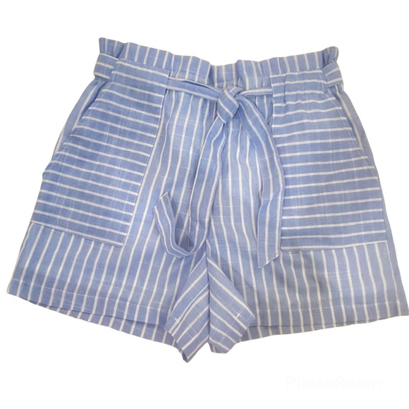 &merci | Shorts | Merci Paper Bag Waist Shorts Blue And White Stripe ...